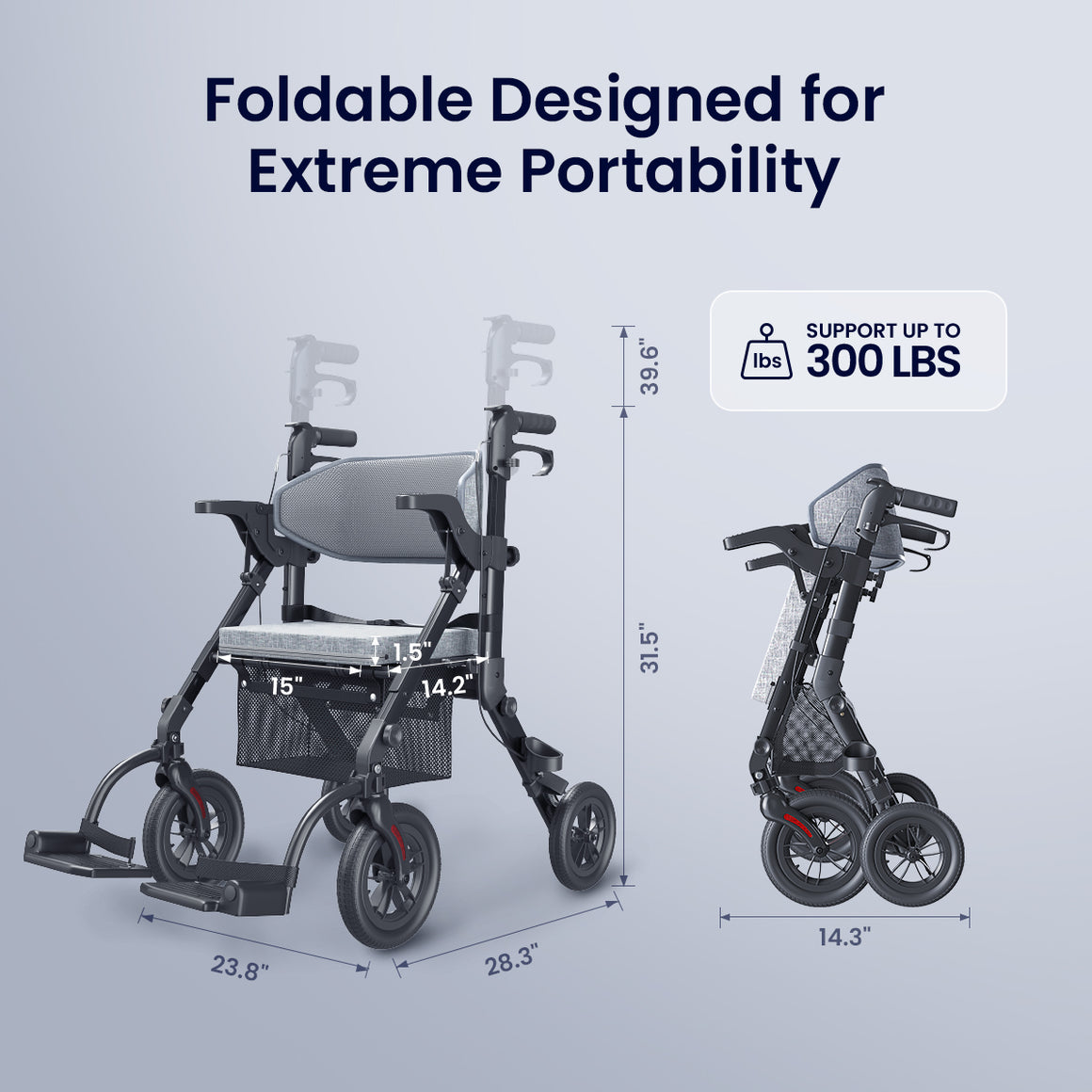 Rollator Transport Chair Combo | Transfer Chair – VOCIC.com