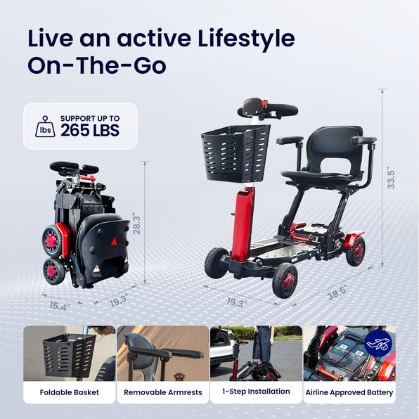 Foldable Mobility Scooter | Transport Wheelchair | Rolled Walker ...