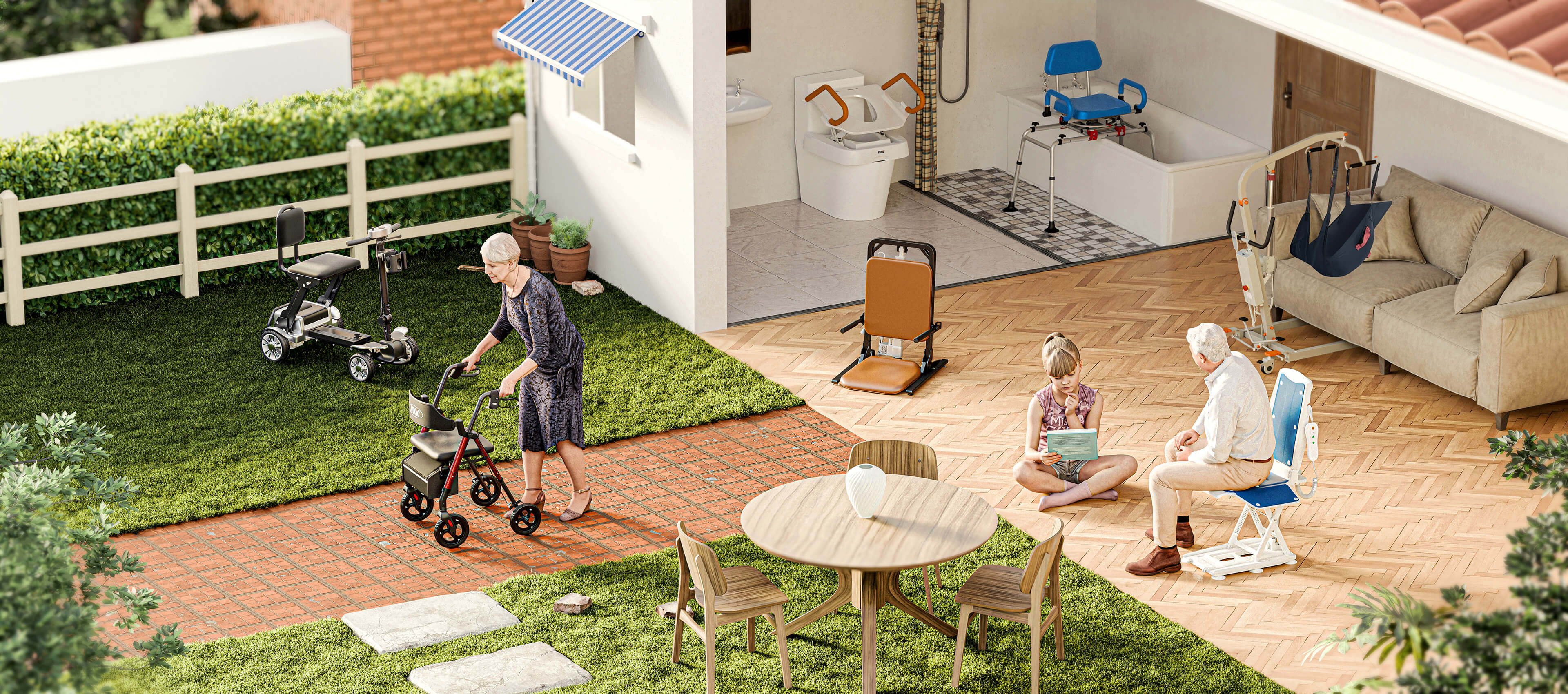 Foldable Mobility Scooter | Transport Wheelchair | Rolled Walker ...