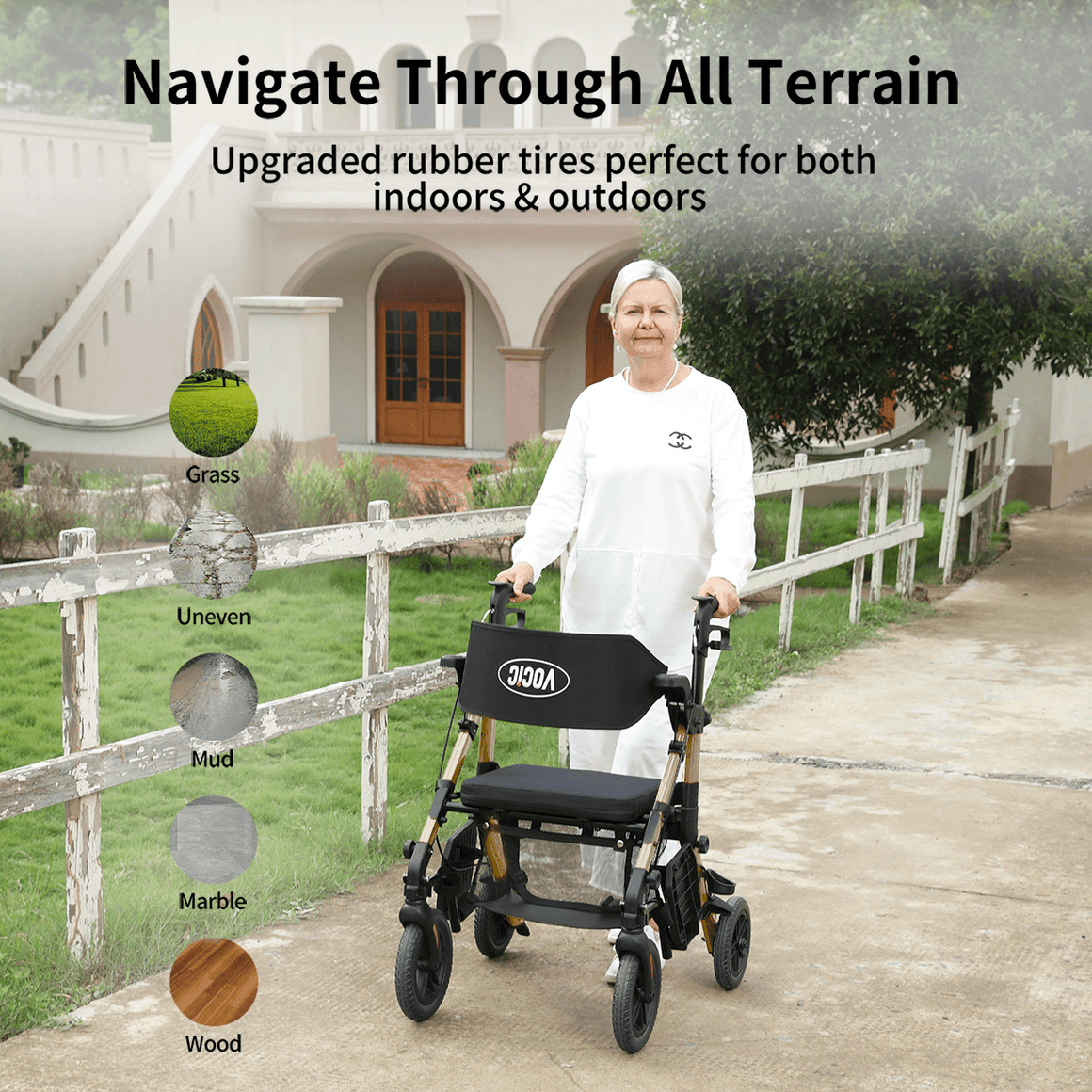 Foldable Rollator | Transport Chair Walker | VOCIC – VOCIC.com